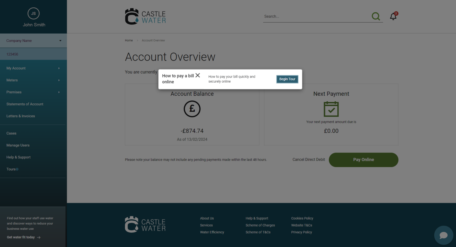 Manage Your Account Online | Castle Water