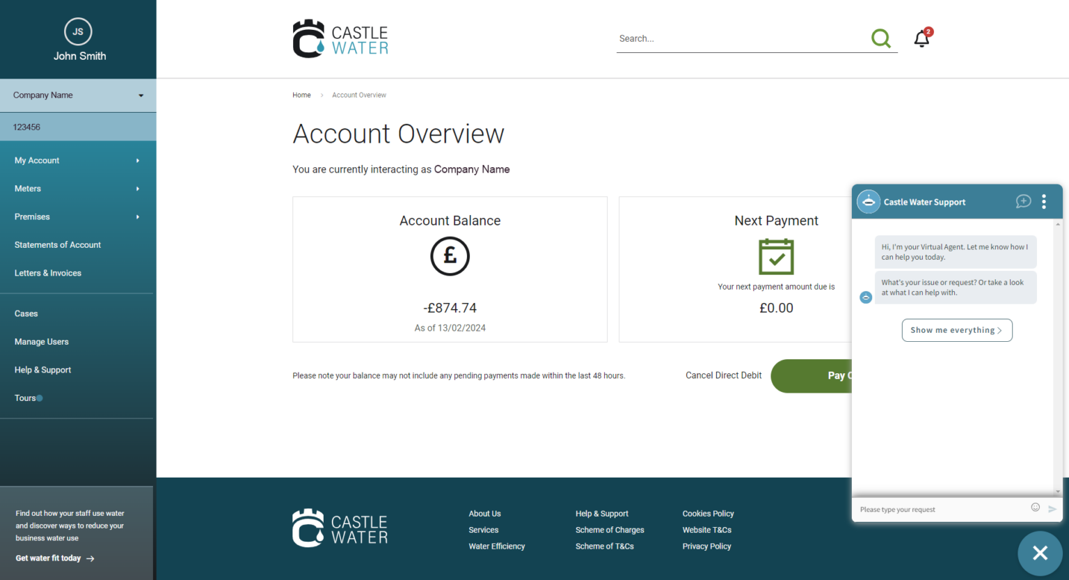 Manage Your Account Online | Castle Water